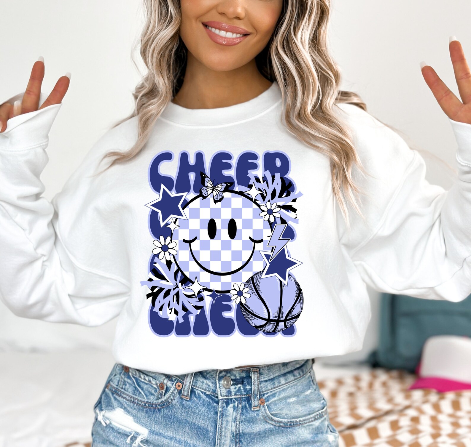 Preppy Basketball Cheer PNG ~ Cheerleading ~ Retro ~ Royal Blue ...