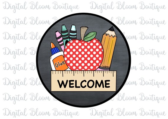 Welcome Back to School PNG Teacher Door Hanger Apple PNG - Etsy