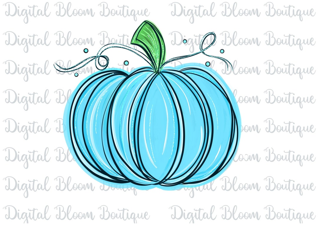 Light Blue Pumpkin PNG ~ Watercolor Blue Pumpkin PNG ~ Whimsical Baby ...