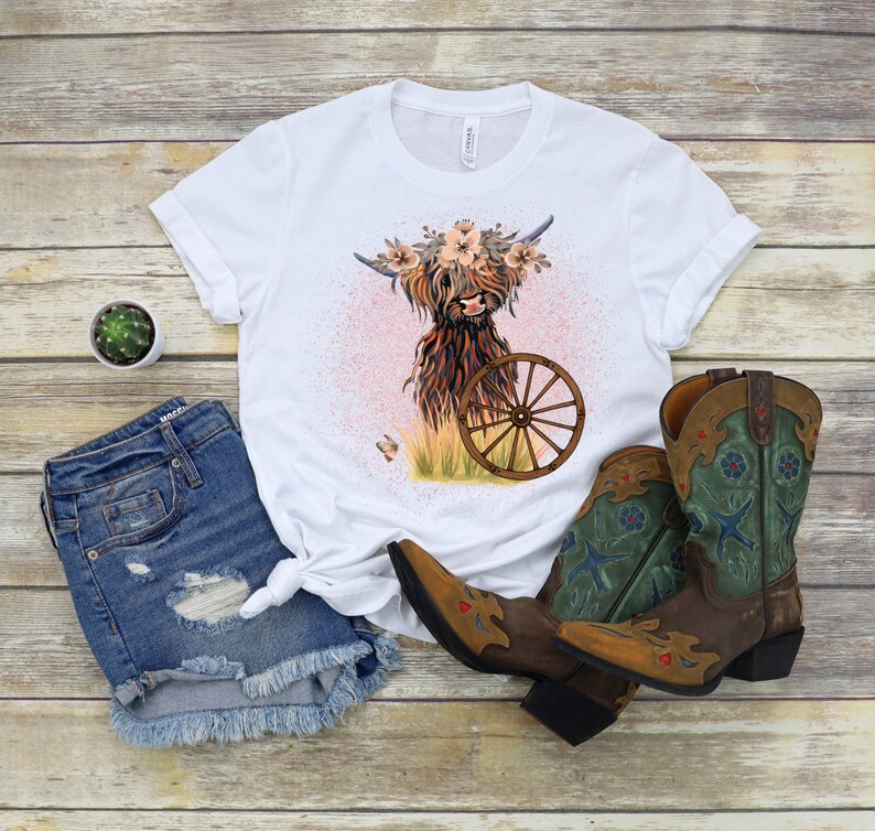 Cute Highland Cow PNG Wagon Wheel PNG Highland Cow - Etsy