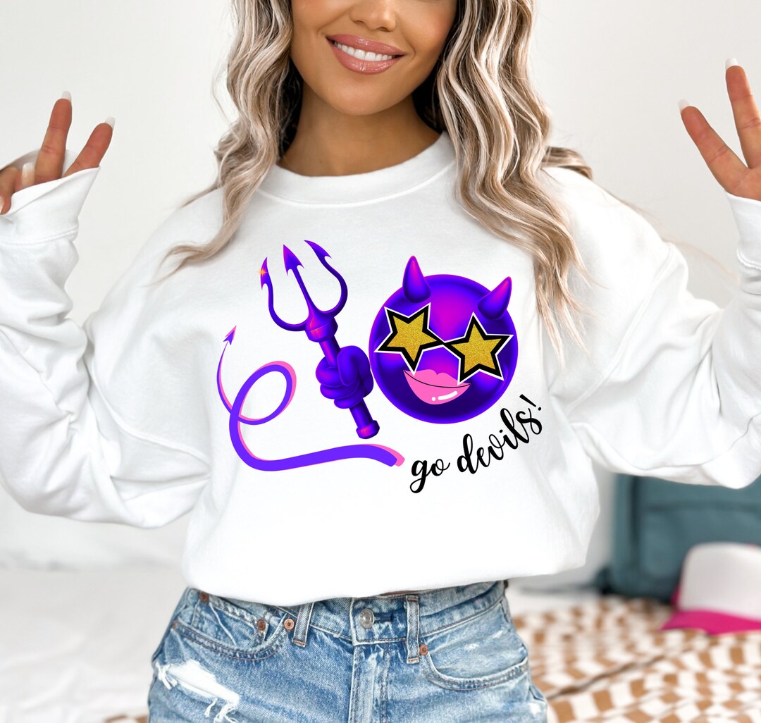 Preppy Devils Mascot PNG Purple and Pink Colors Go Devils - Etsy