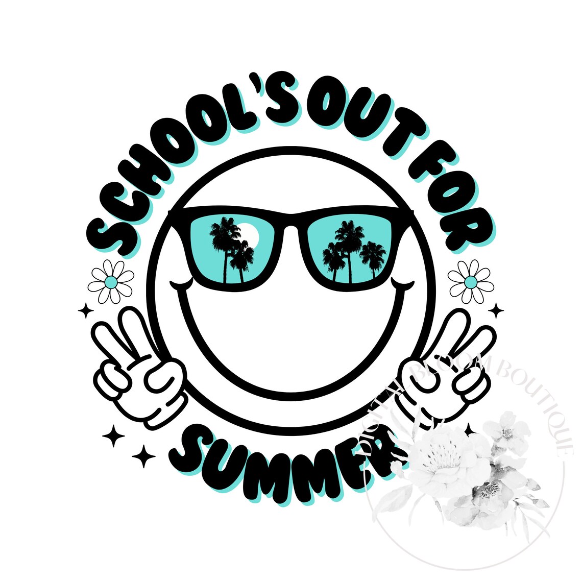 Schools Out Smile Face PNG ~ Retro Smiley Face ~ Last Day of School ...