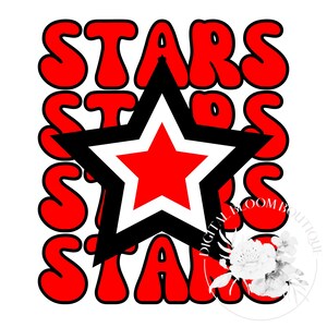 Preppy Stars Mascot PNG ~ Stars Game Day ~ Red and Black Stars ~ DTF ...