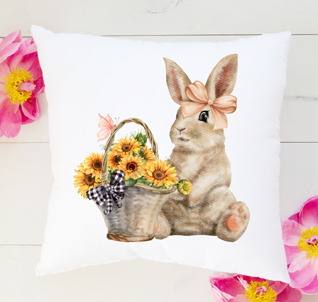 Watercolor Sunflower Bunny PNG ~ Cute Rabbit PNG ~ Sweet Bunny ~ DTF ...
