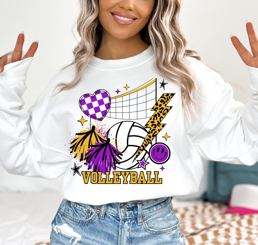 Preppy Volleyball PNG ~ Game Day Volleyball PNG ~ Purple and Gold ...