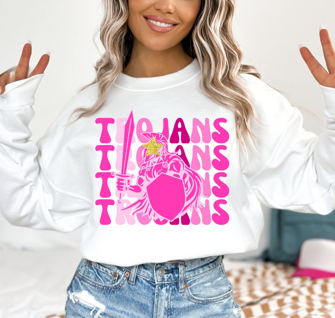 Preppy Trojans Mascot PNG Pink Game Day Gold Star Preppy Sublimation ...
