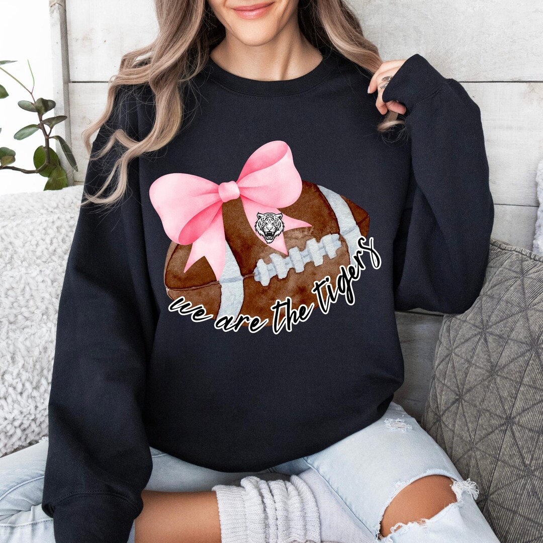 CUSTOM Preppy Football Mascot PNG ~ Pink Coquette Bow ~ Watercolor ...