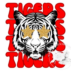 Preppy Tigers Mascot PNG Go Tigers Game Day Gold Stars Preppy ...