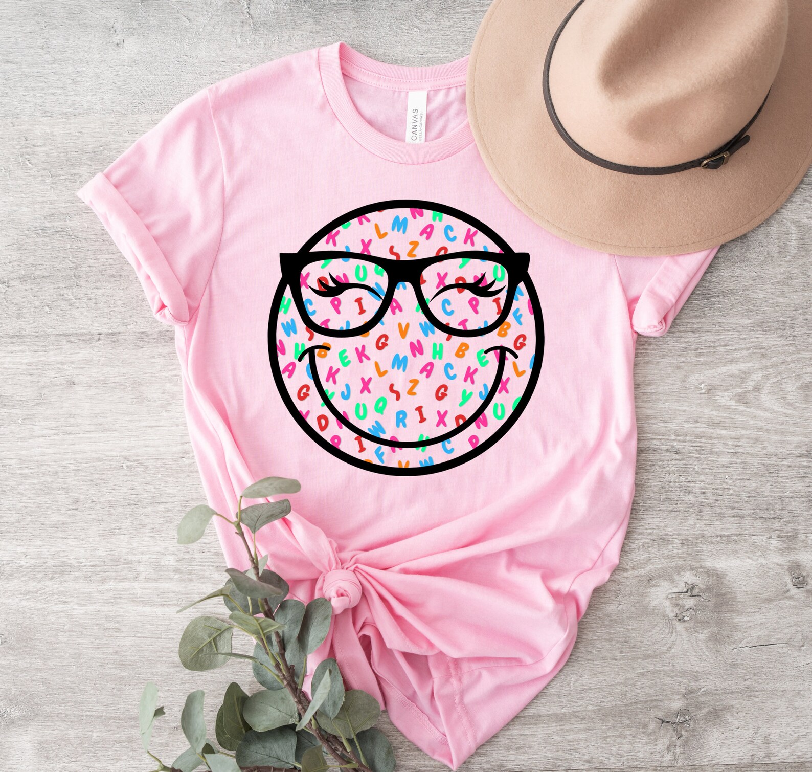 Teacher PNG ~ Smiley Face ~ Alphabet ~ Eyeglasses ~ Cute DTF Image ...