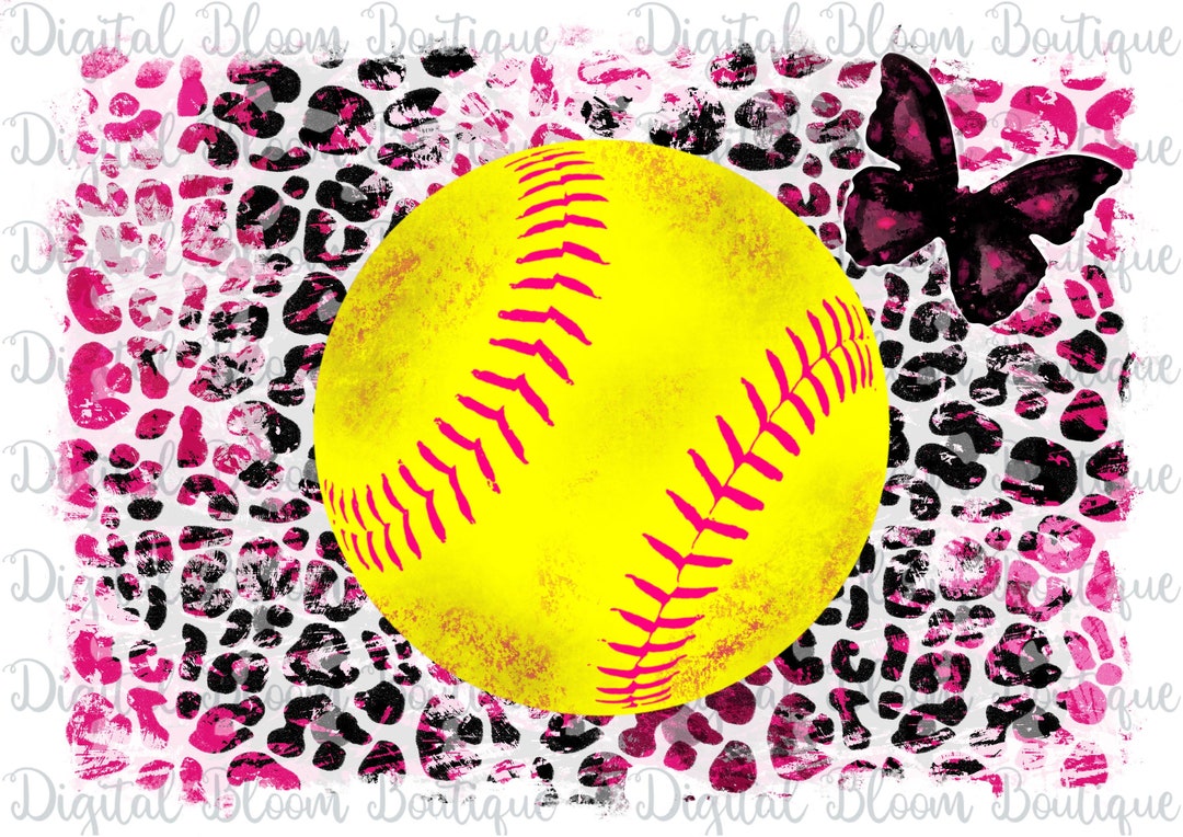 Softball PNG Sublimation Design ~ Leopard Background PNG ~ Digital ...