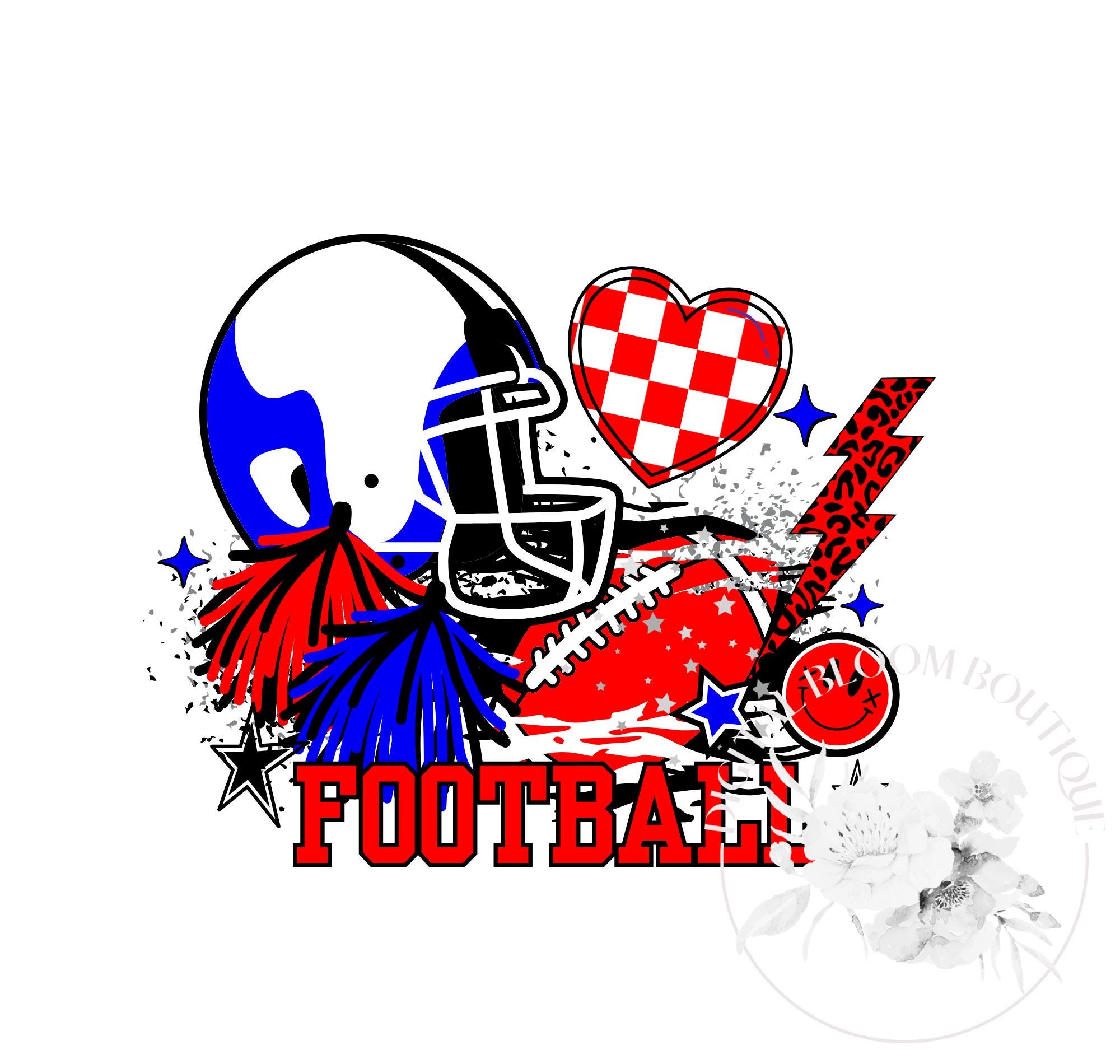 Preppy Football PNG ~ Game Day Football PNG ~ Royal Blue and Red ...