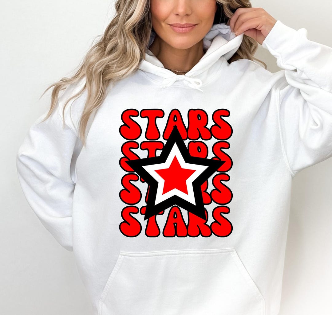 Preppy Stars Mascot PNG ~ Stars Game Day ~ Red and Black Stars ~ DTF ...