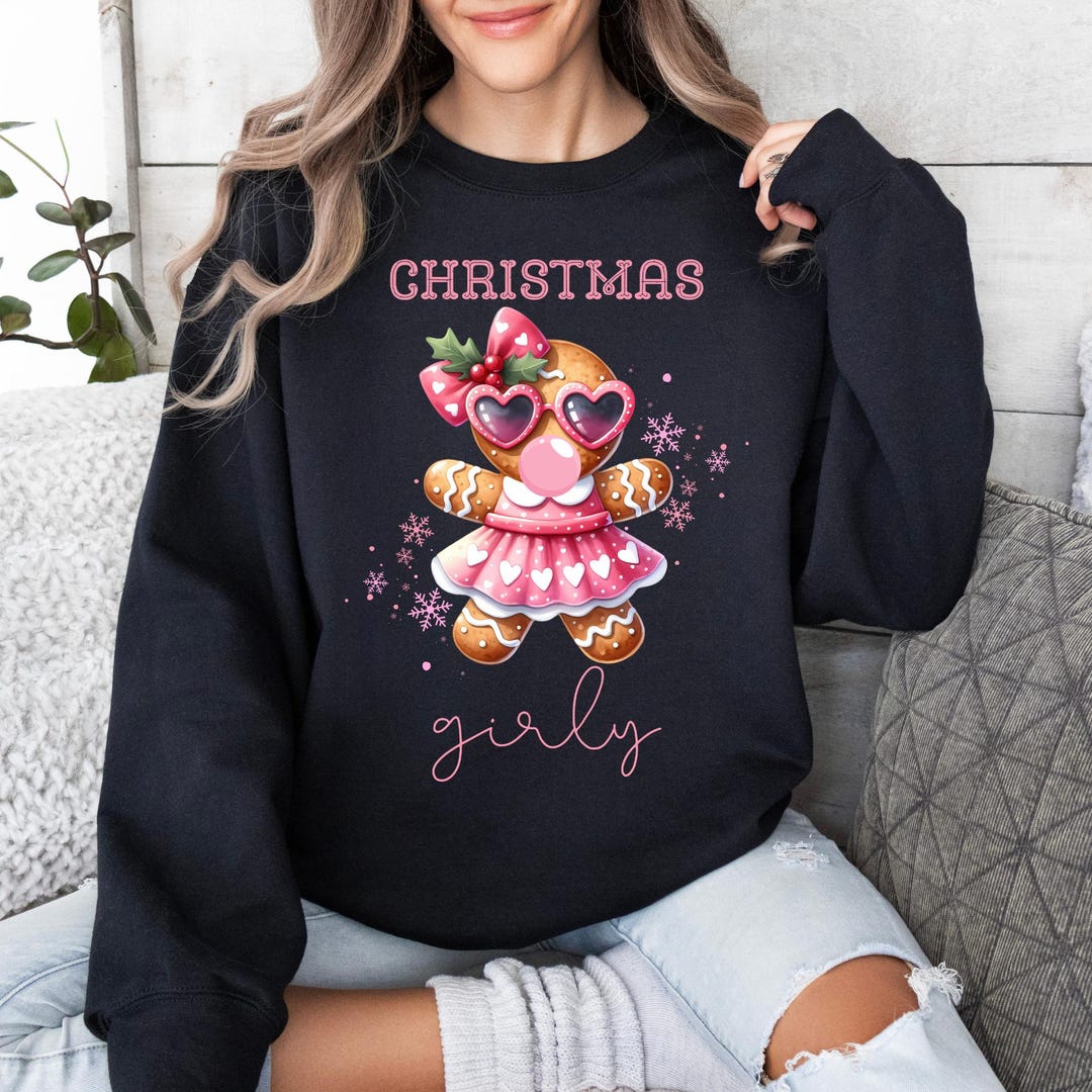 Christmas Girly PNG ~ Gingerbread Girl Blowing Bubble PNG ~coquette Bow ...