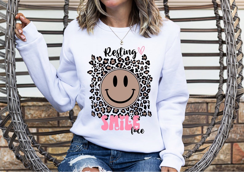Resting Smile Face Emoji PNG Retro Smile Face PNG Leopard - Etsy