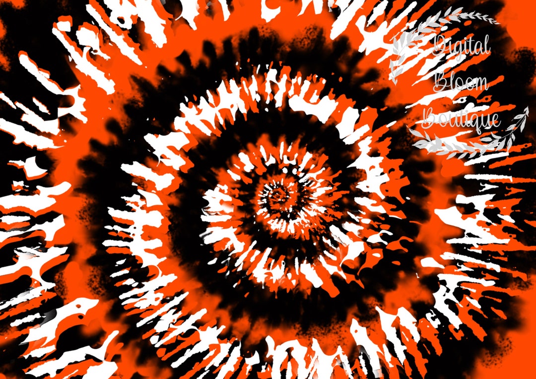 Tie Dye PNG ~ Black White Orange Swirl ~ Printable PNG Sublimation ...