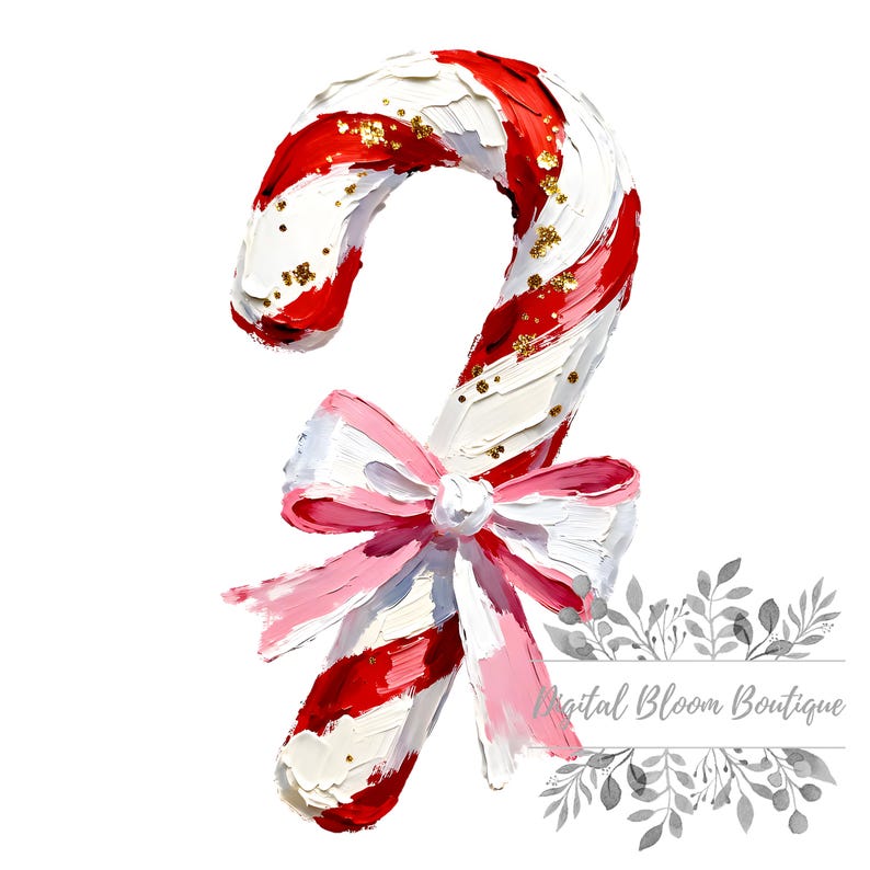 Preppy Candy Cane PNG ~ Messy Oil Paint Brushstrokes ~ Christmas Candy ...