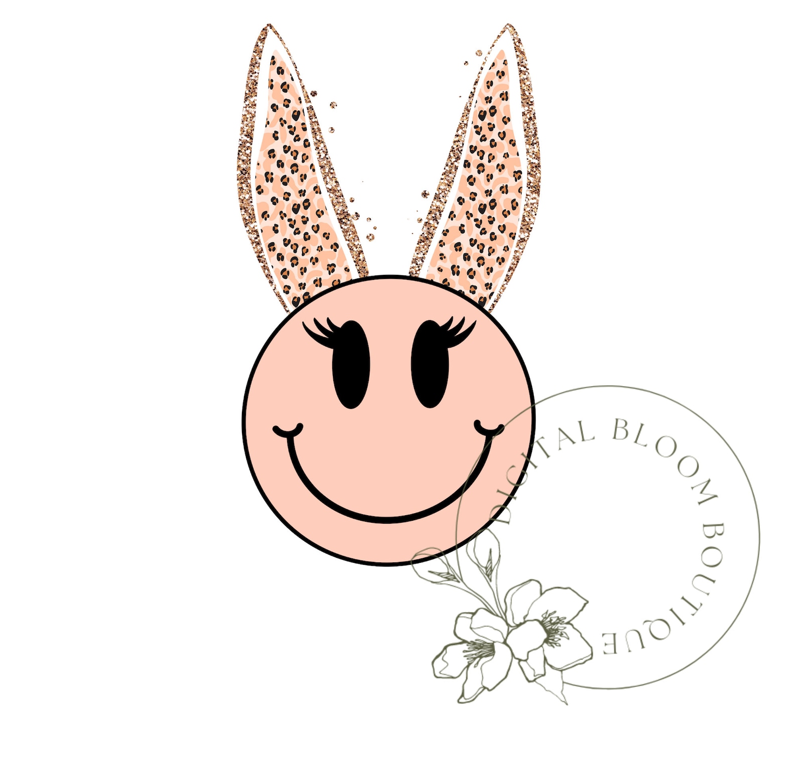 Smiley Face Bunny Ears PNG ~ Bunny Ears PNG ~ Digital Trendy Easter ...