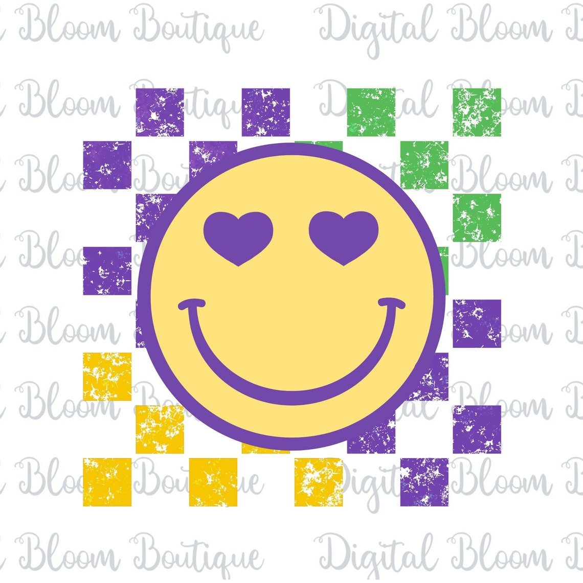 Retro Mardi Gras Smile PNG Digital Download Preppy Smiley - Etsy