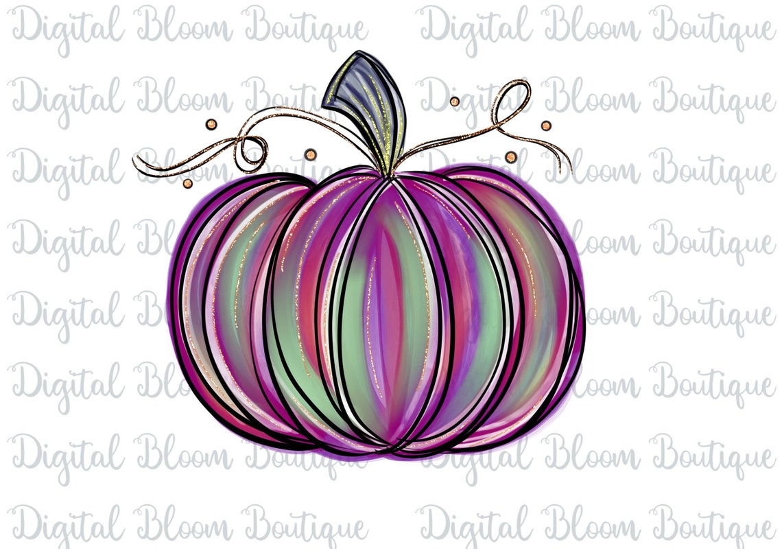 Painted Watercolor Pumpkin PNG Hand Drawn Whimsical Hand - Etsy