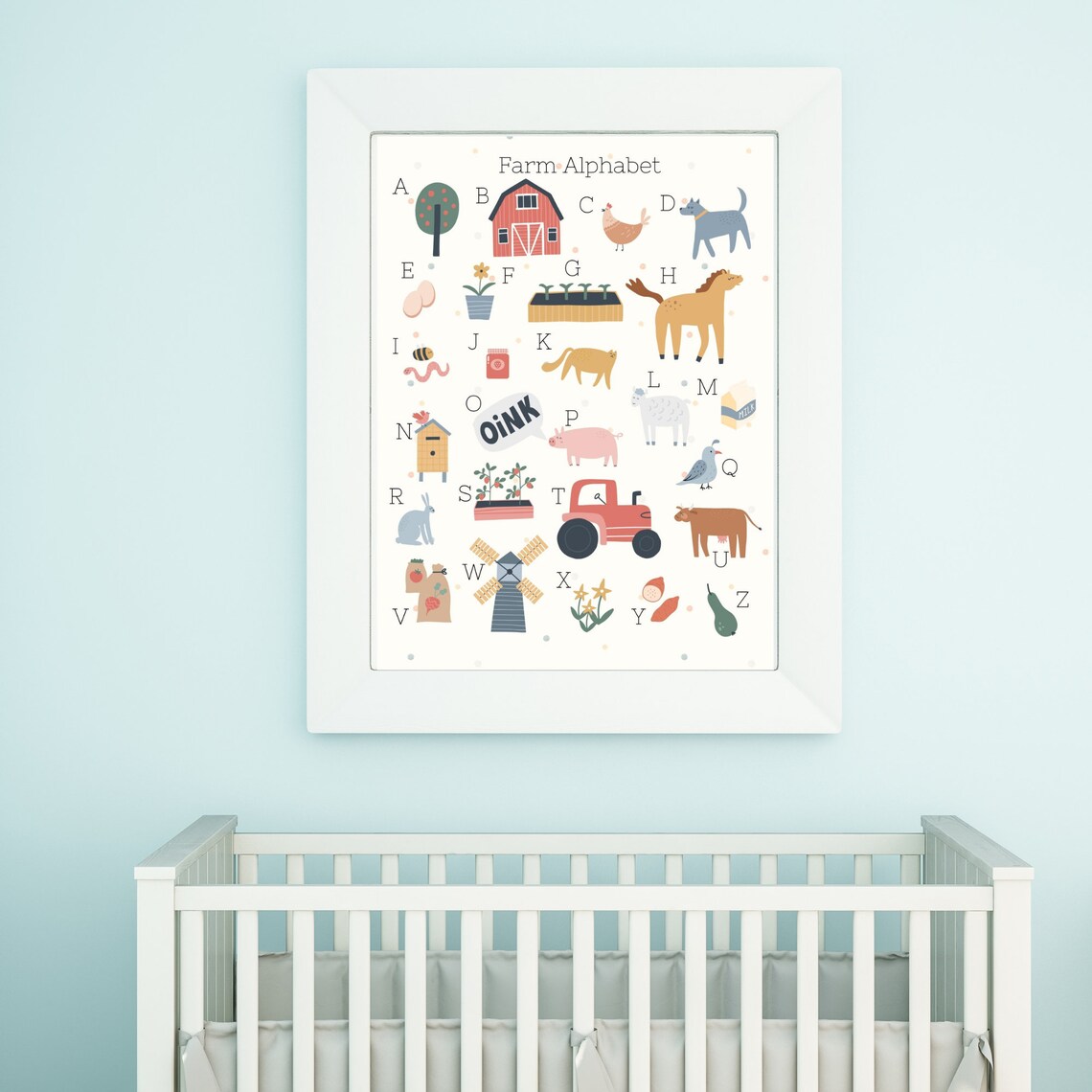 Farm Alphabet Wall Art, Farm Digital Download Printable, Educational ...