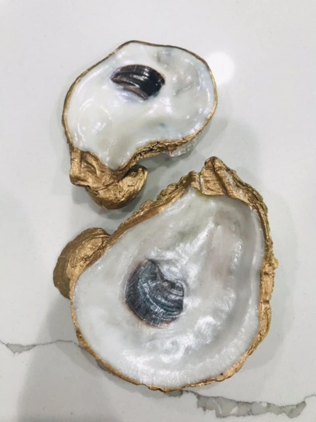 Unique Oyster Shell Art Trinket Tray Gold Leaf Gift Hostess Gift ...