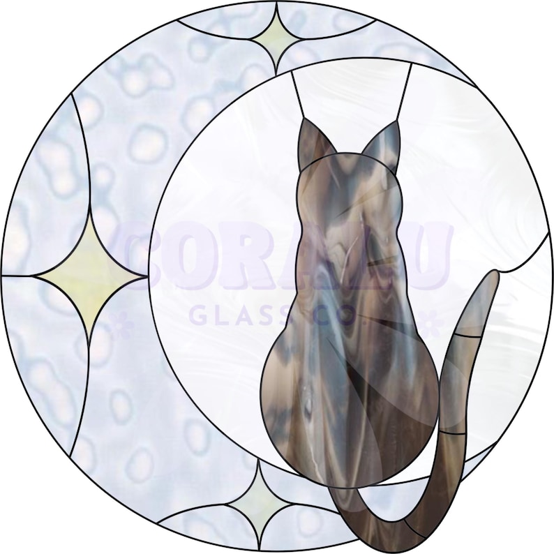 Cat on the Moon Stained Glass Pattern - Etsy