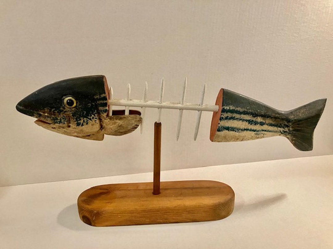 Beautiful Vintage 1990's Primitive Hand Crafted Wood Fish Sculpture ...
