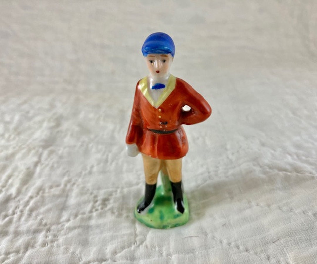 1950's Single Japan Fox Hunt Ceramic Figure Standing With Red/orange ...