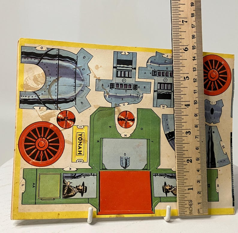 Vintage Yonah Train Engine 4-4-0 Model Cutout, 1950s Lithograph, USA ...