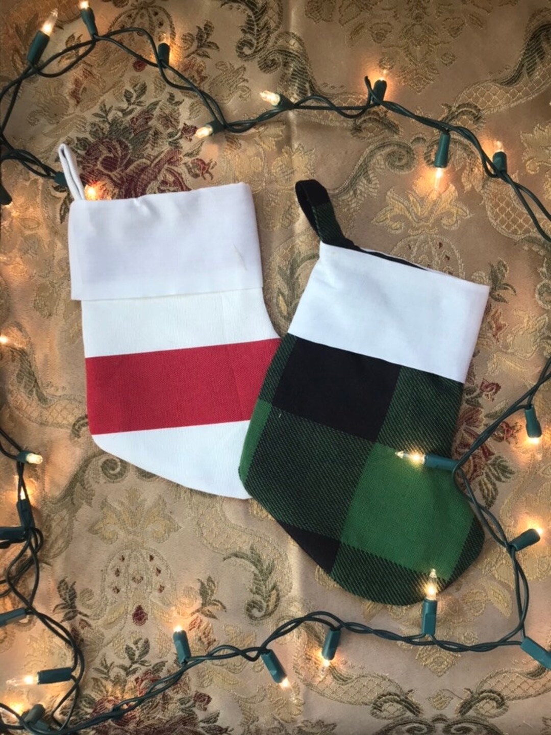 Green Plaid Mini Stocking Candy Cane Stocking Christmas - Etsy