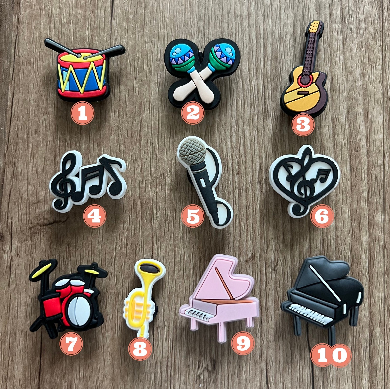 Music Themed Shoe Charms - Piano - Guitar - Music Instrument Charms ...