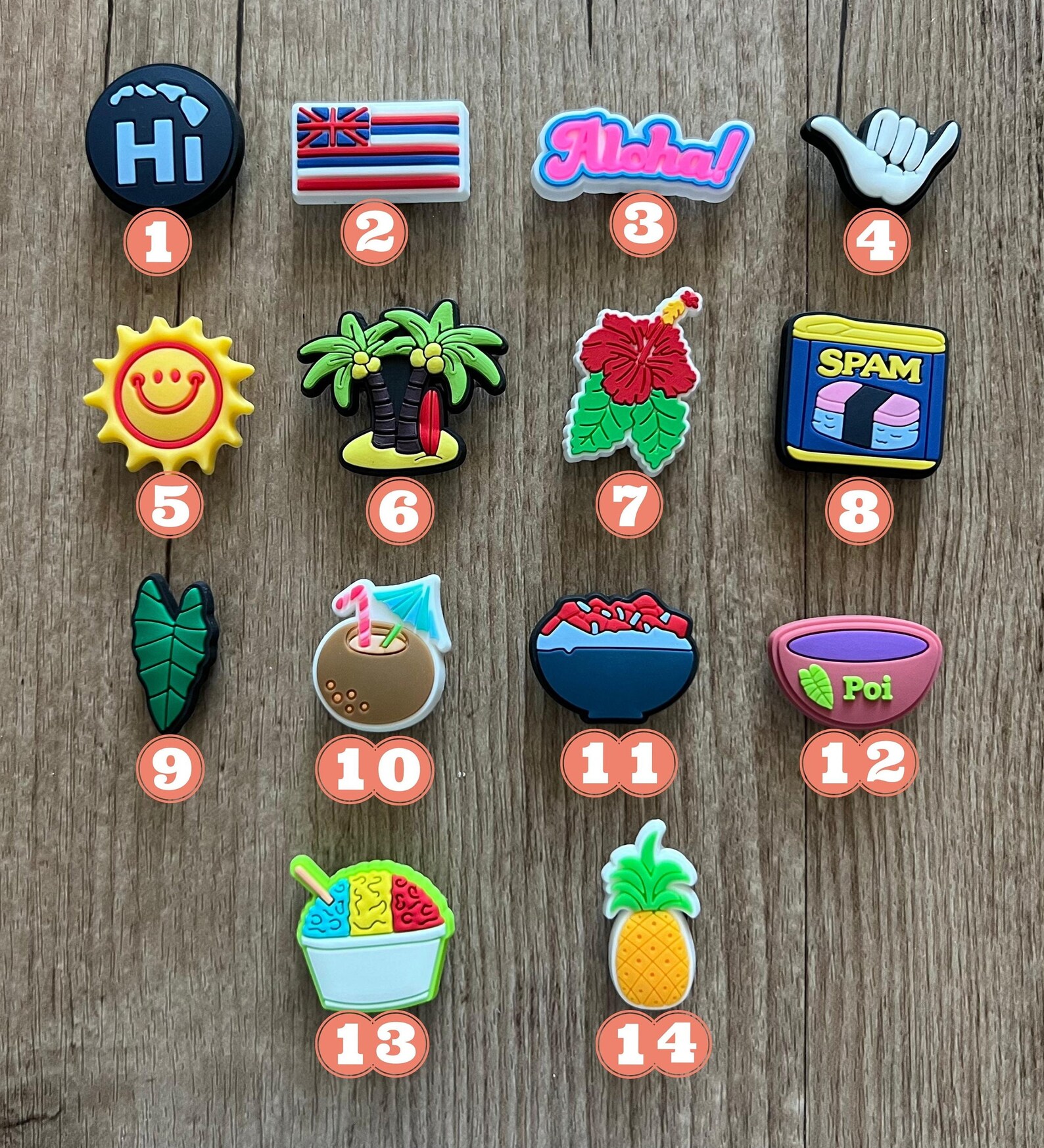 Hawaii Croc Charms Aloha Shoe Charm Shaka Shoe Pins for - Etsy