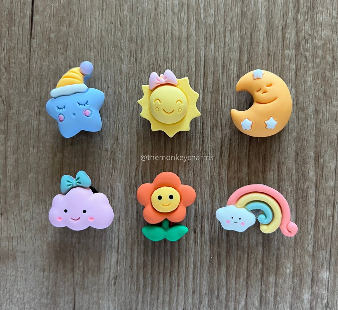 Kawaii Croc Charms Moon Shoe Charms Sun Shoe Clips Rainbow Croc Charm ...