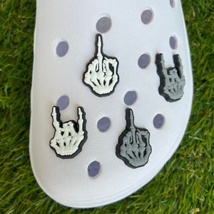 Skeleton Middle Finger Shoe Charms - Skeleton Fingers Shoe Charm - Soft ...