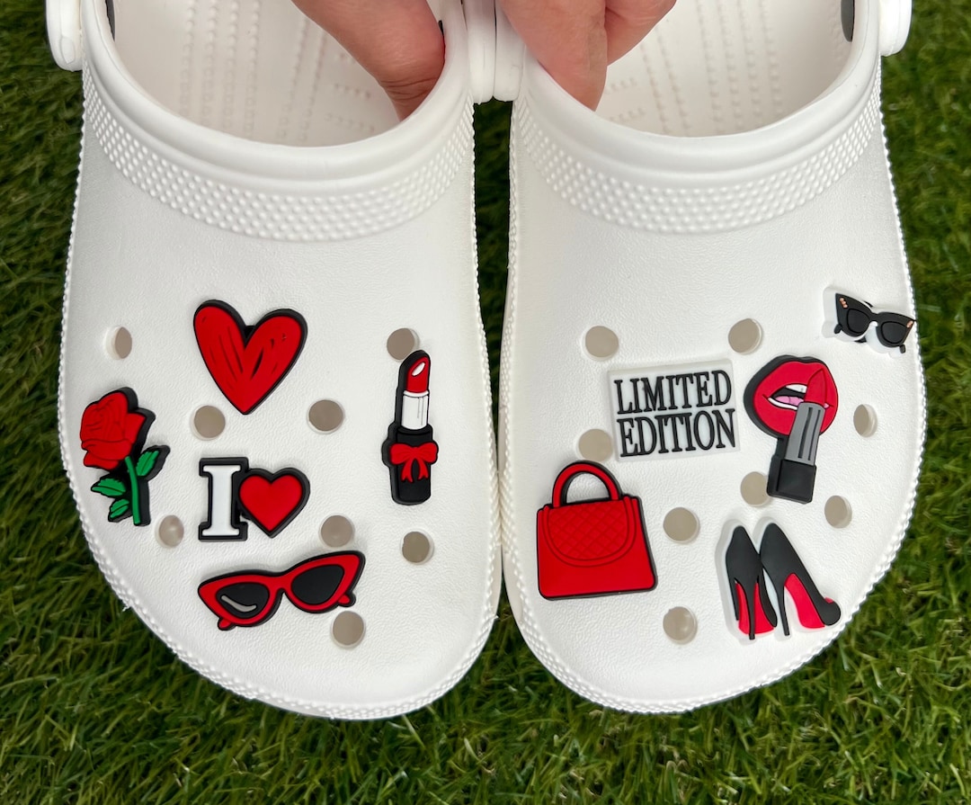 Red Themed Croc Charm Luxury Shoe Charms Lipstick Croc Charm Shoe ...