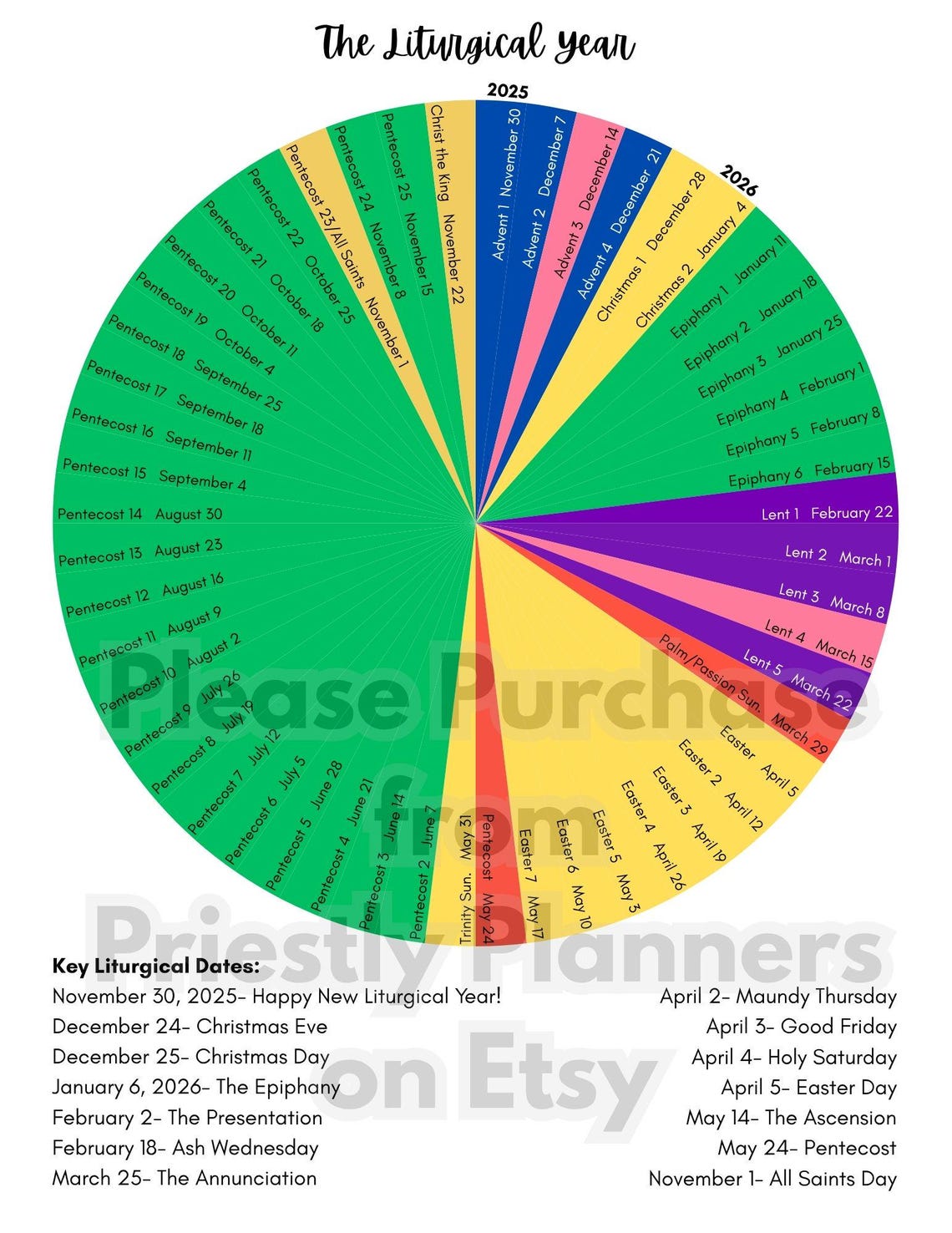 Liturgical Calendar Wheel: Church Year Reference (digital Download) - Etsy