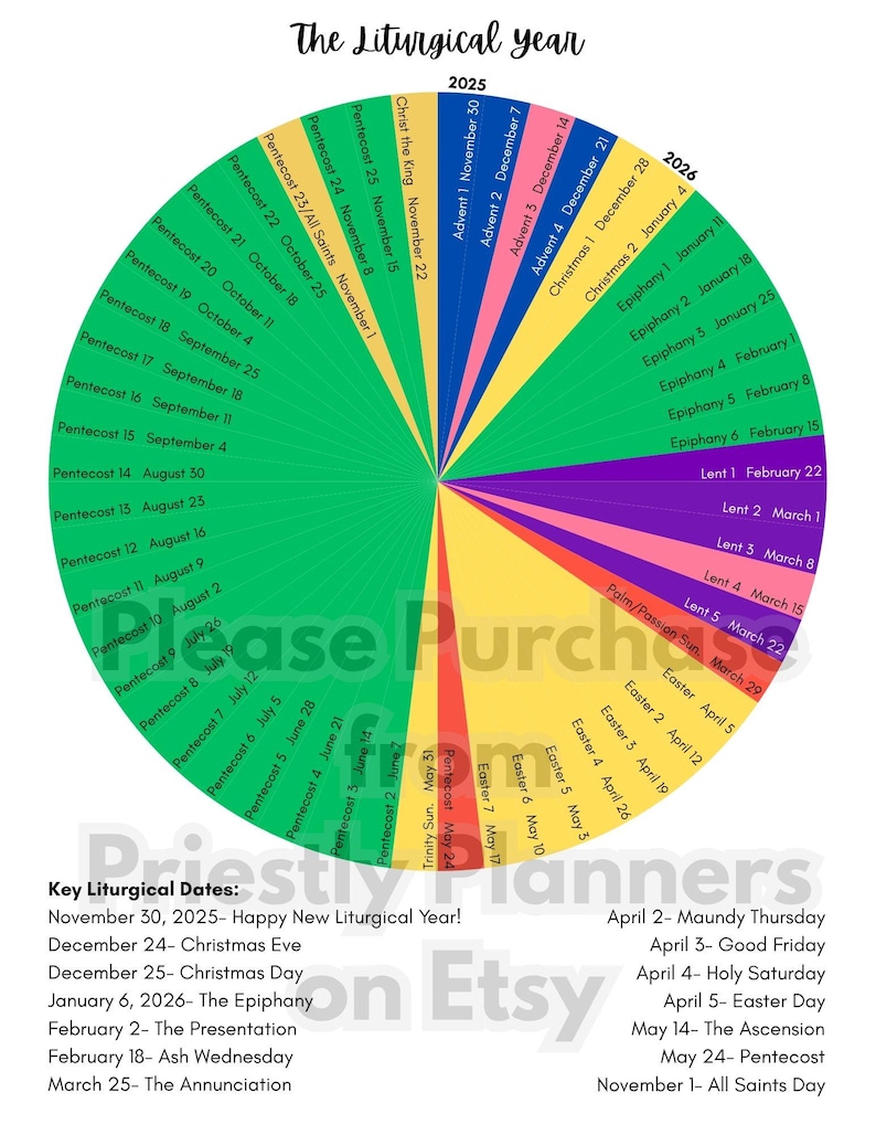 Liturgical Calendar Wheel: Church Year Reference (digital Download) - Etsy
