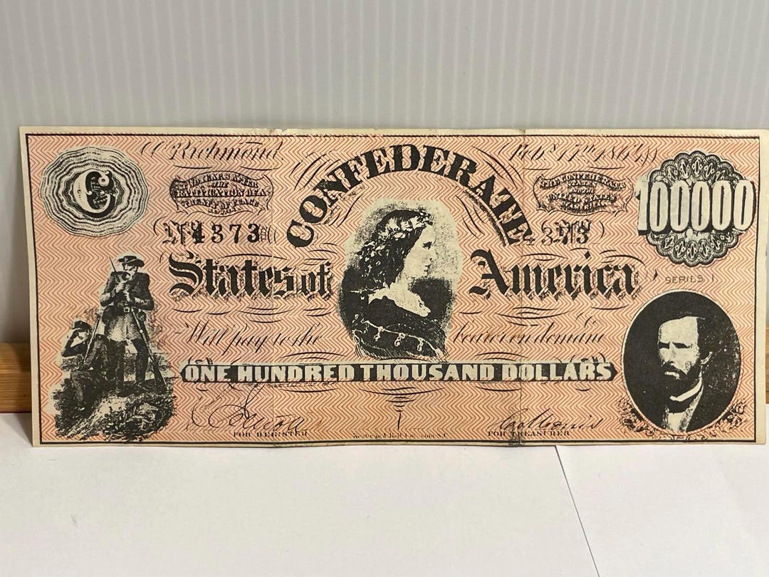 Vintage 100,000 Confederate Treasury Note this is a Fake - Etsy