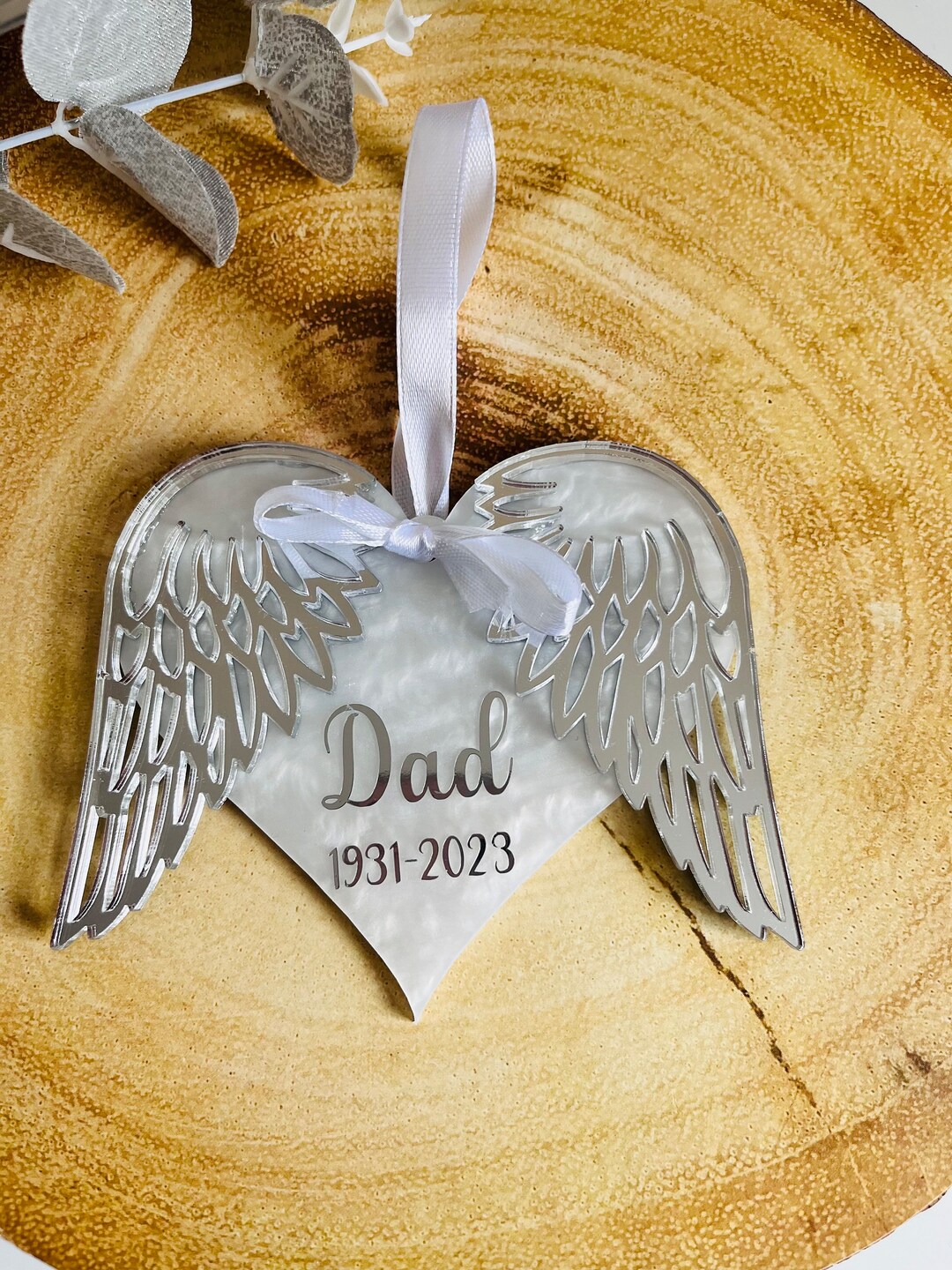 Memorial Angel Wings Bauble, Personalised Christmas Bauble, Angel Wings ...