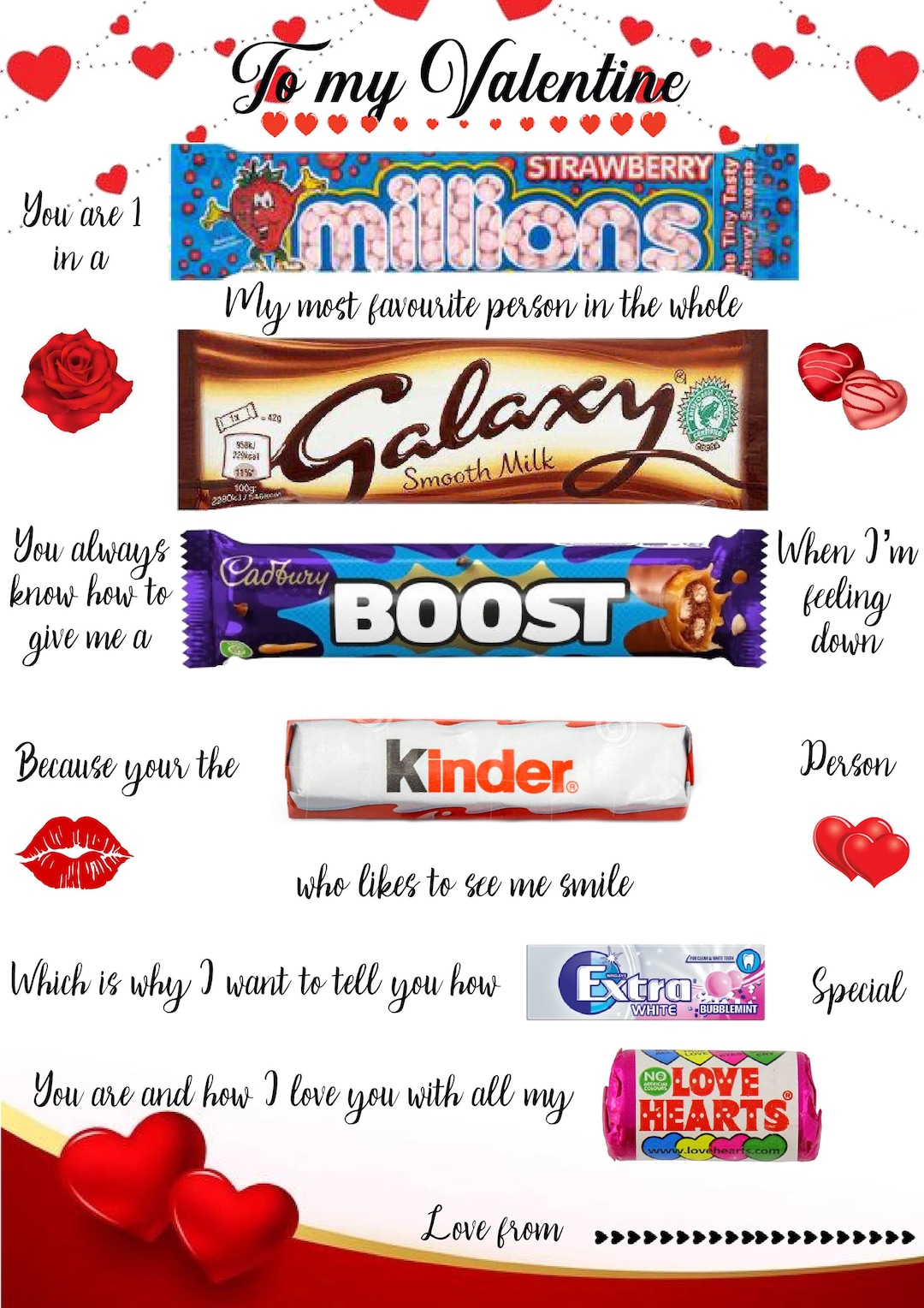 Valentine Chocolate Poem, Valentines Day Gifts, Valentine Gifts for ...