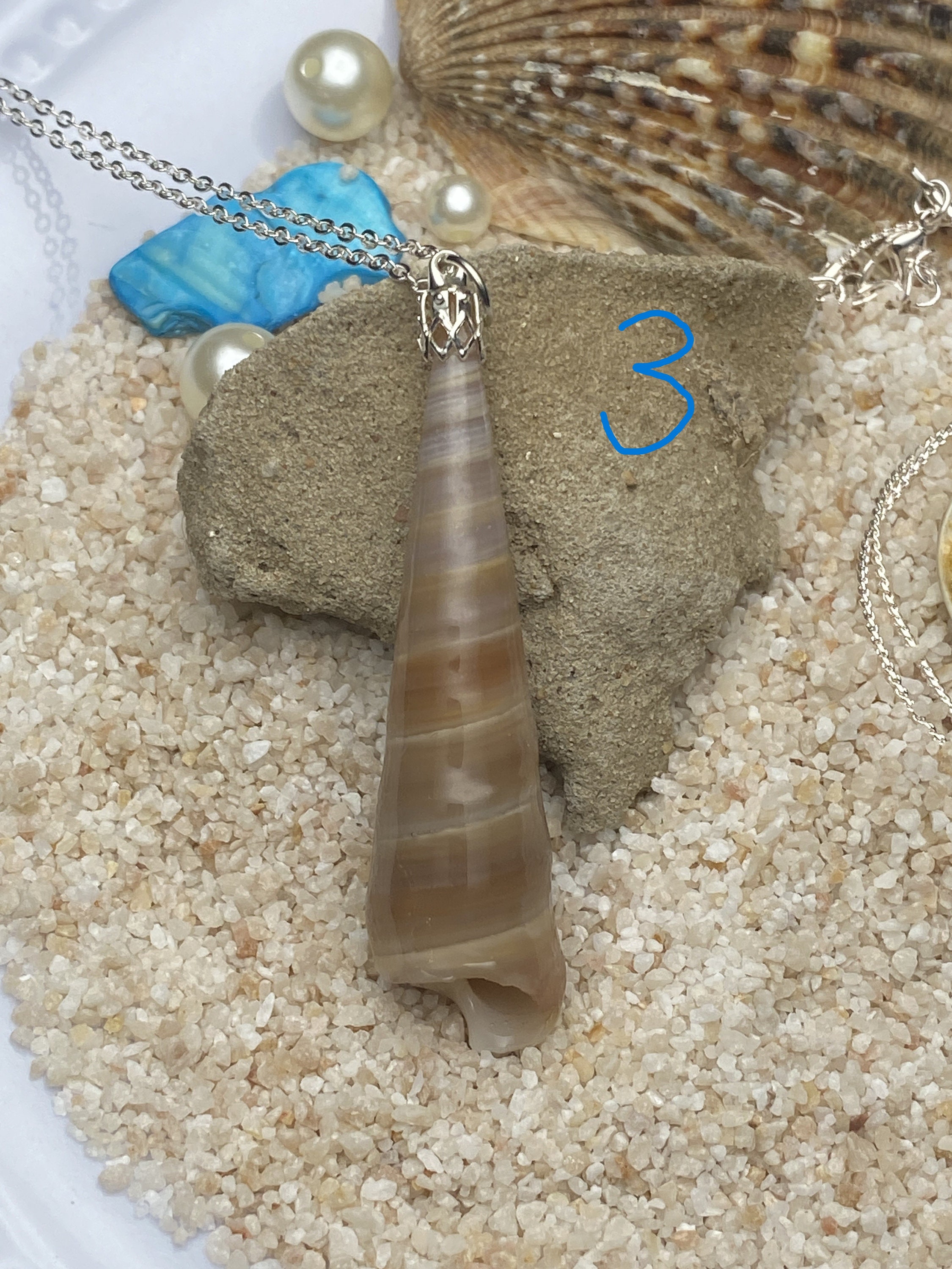 Seashell Necklace, Handmade Resin Art, Ocean and Waves, Sand, Pearls ...