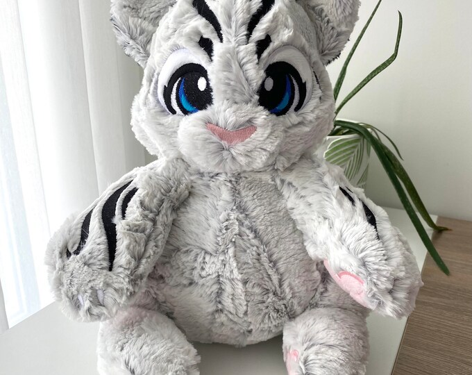 Handmade Fluffy White Tiger Plushie With Weighted Paws - Etsy