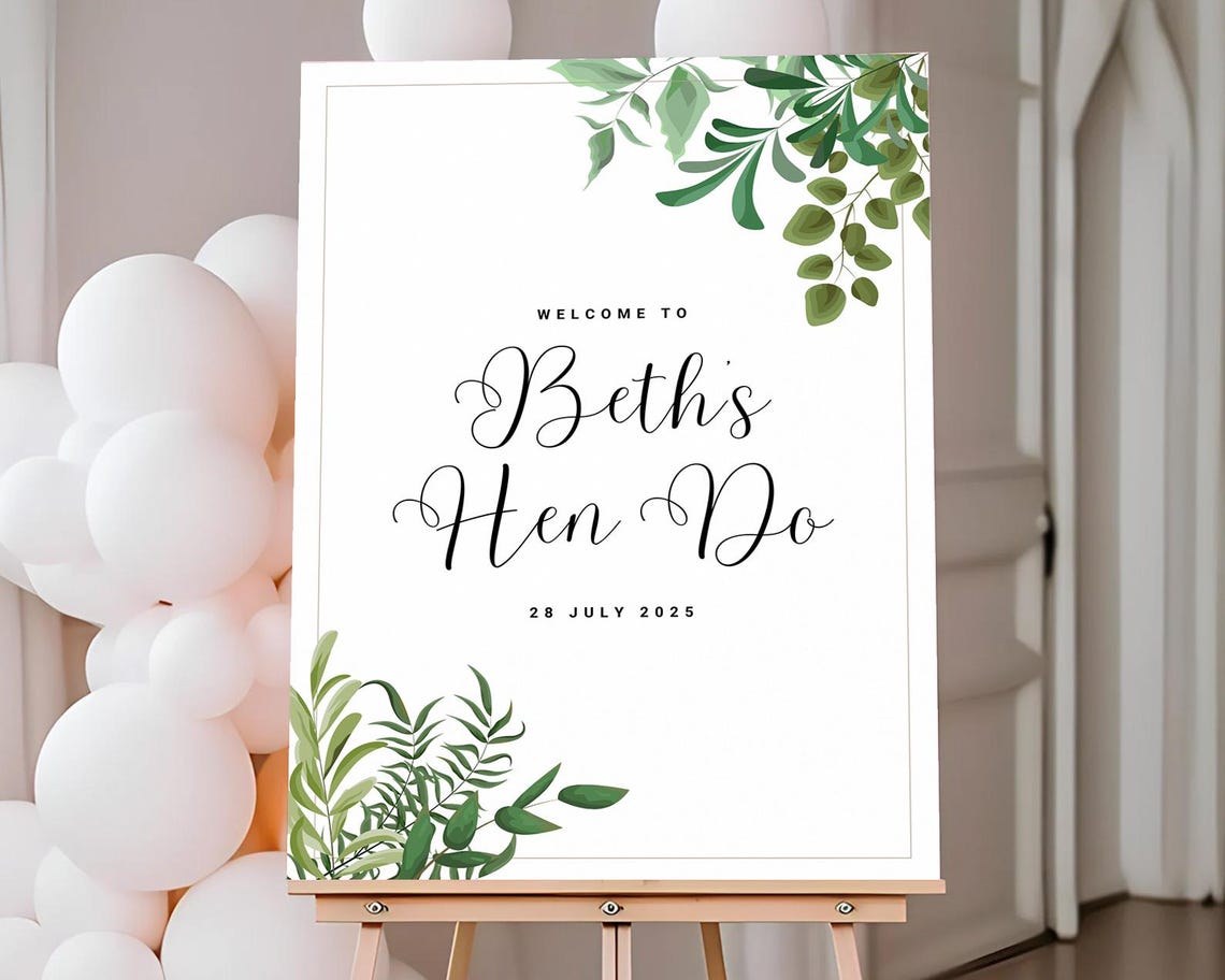 Personalised Hen Do A3 Welcome Sign: Download, Edit and Print Neutral ...