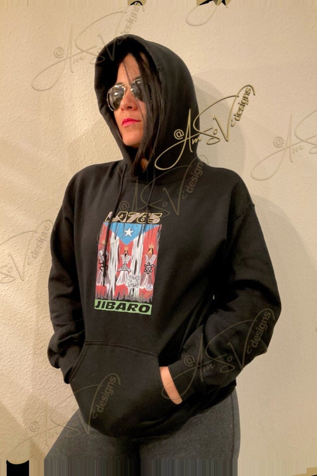 Hoodie Puerto Rico Flag Jibaro Taino Symbols - Etsy