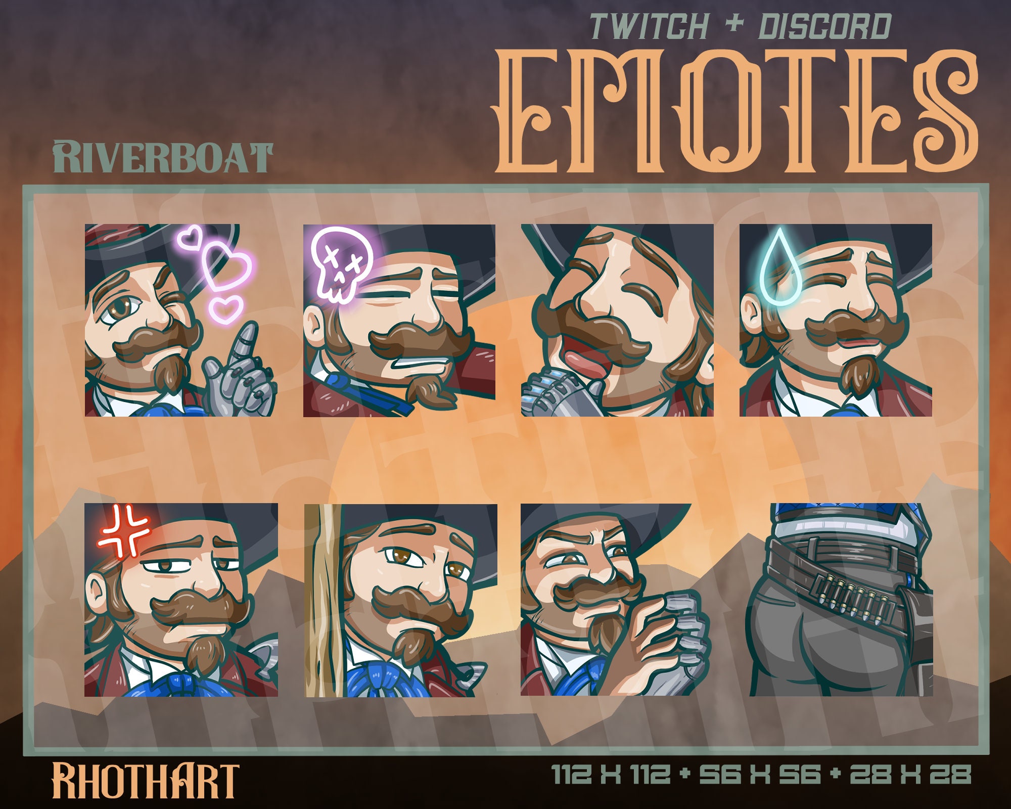 Cassidy Riverboat Overwatch Twitch Discord Emotes Etsy