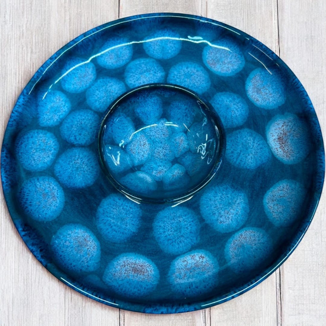 Handmade Ceramic Personal Size Chip and Dip Plate – Unique Serving Dish ...