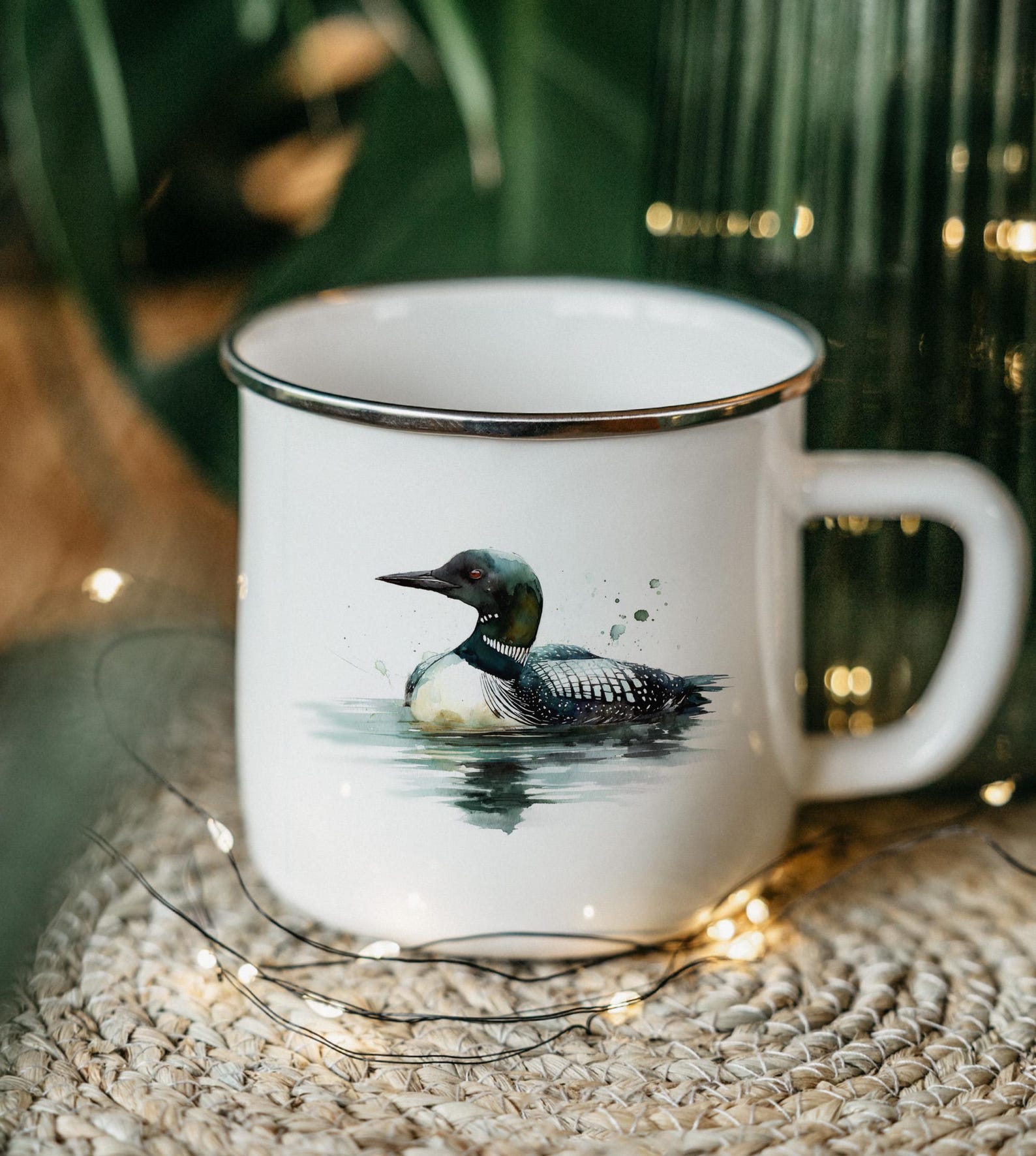 Loon Enamel Camping Mug: Rustic Wildlife Camp Cup - Etsy