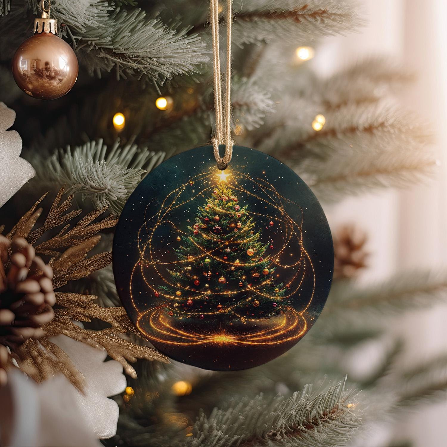 Christmas Tree Lights Ceramic Ornament, Holiday Decor - Etsy