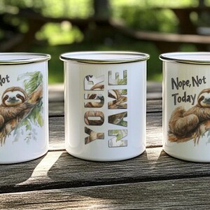 Sleepy Sloth Camping Mug – “nope, Not Today” Funny Enamel Tin Mug, Cute ...