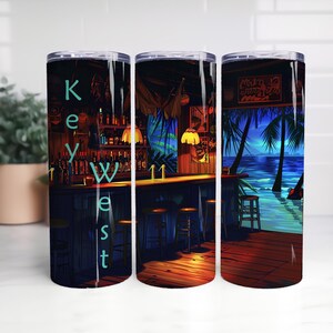 Key West Sunset Personalized Metal Tumbler, Beach Bar, Florida Souvenir ...